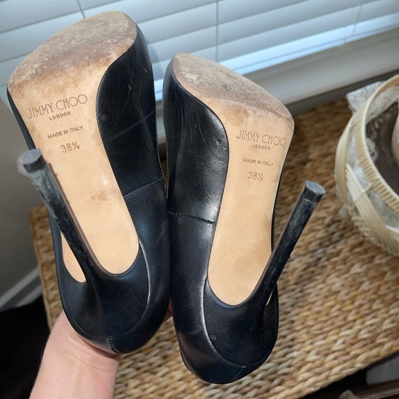 Jimmy Choo | Shoes | Authentic Jimmy Choo Black Leather Pump 0m Heel ...